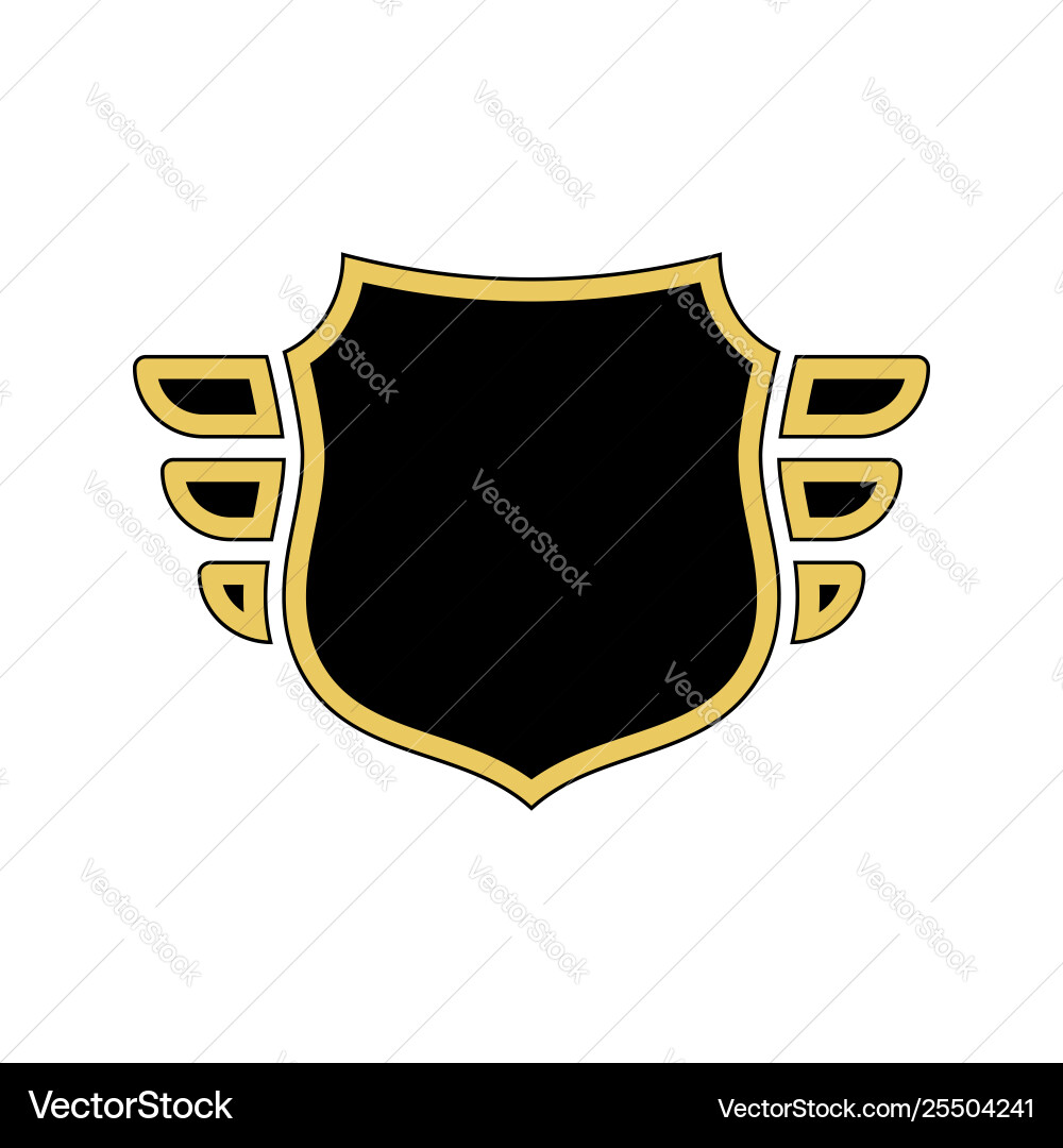 Shield black icon gold outline golden Royalty Free Vector