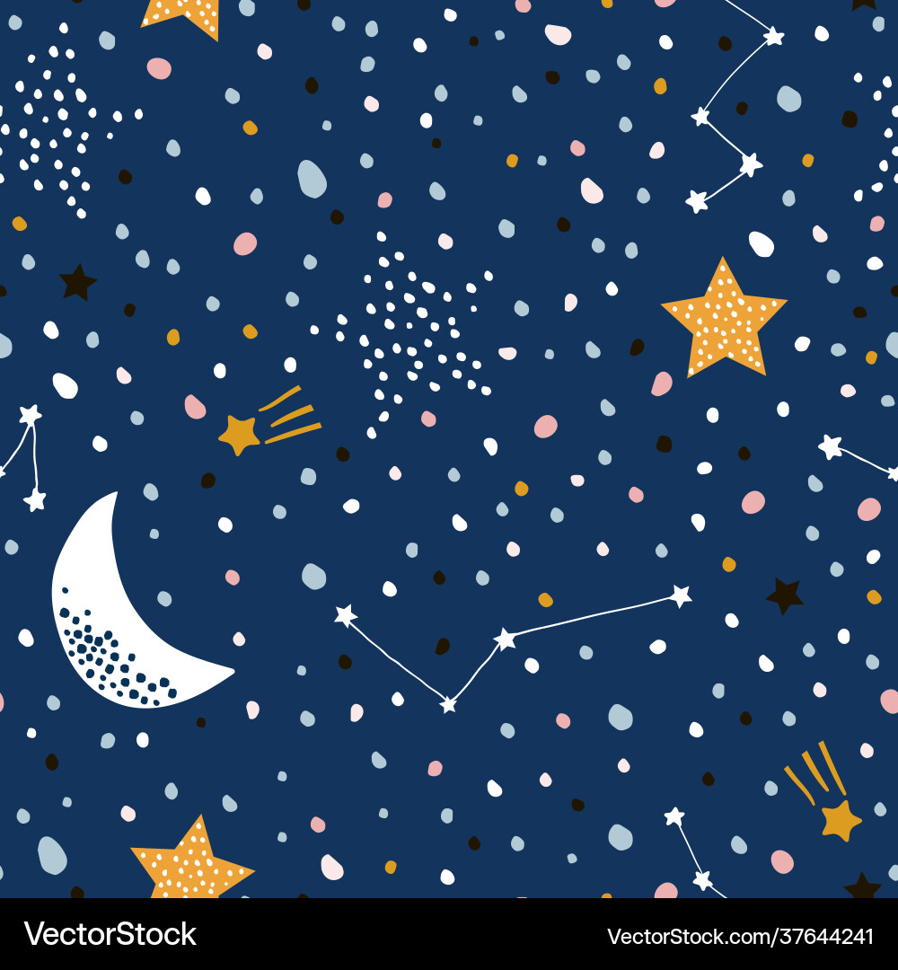 Starry Night Child Pattern Royalty Free Vector Image