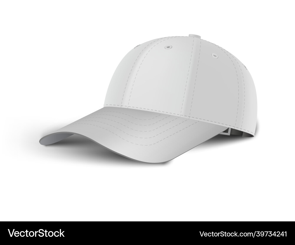 White baseball cap side perspective realistic Vector Image