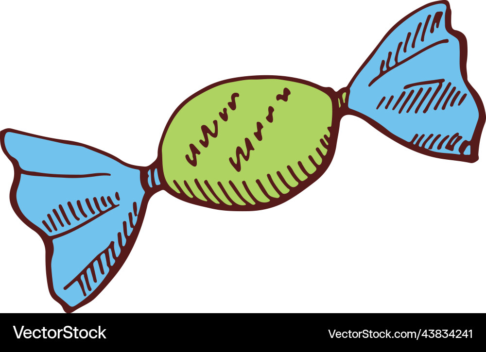 Wrapped candy hand drawn sweet color doodle Vector Image