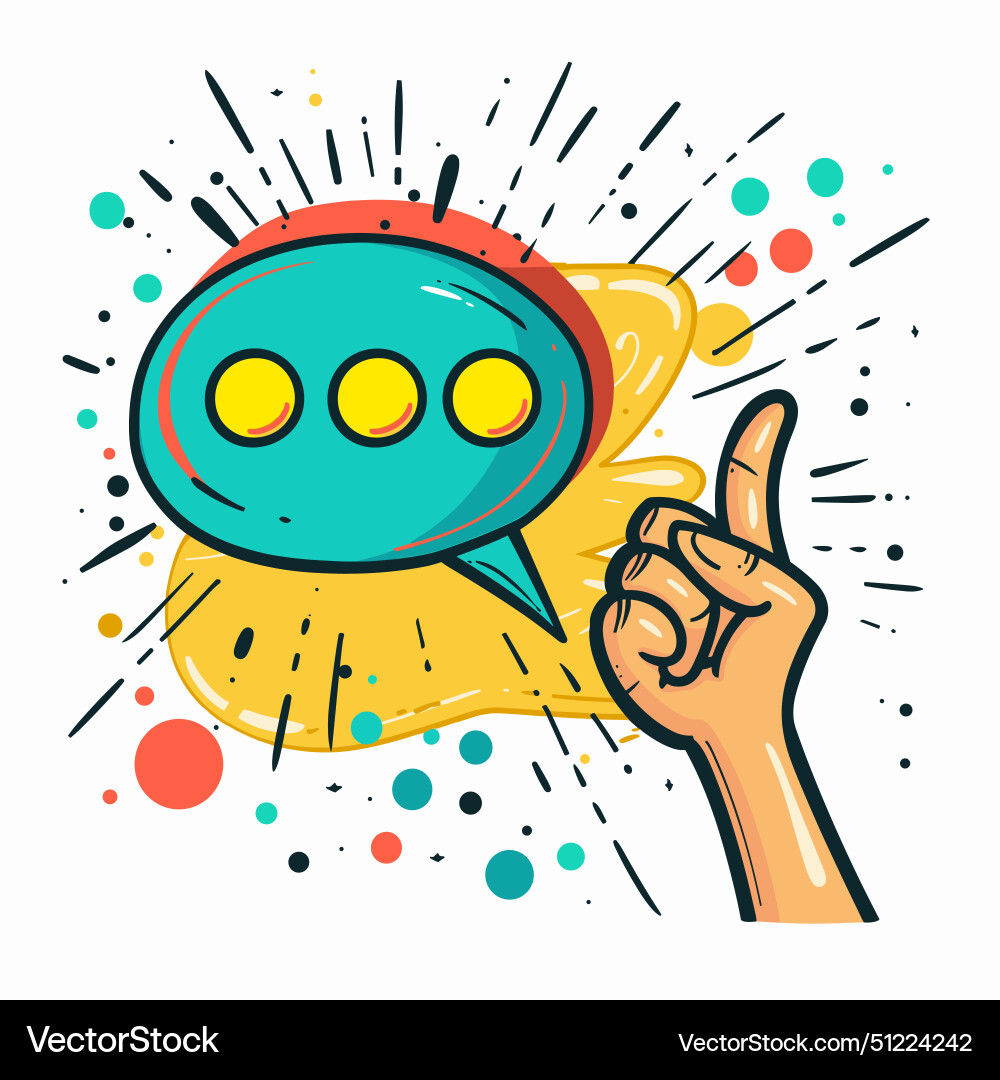Hand pointing up thumbs gesture speech bubble Vector Image
