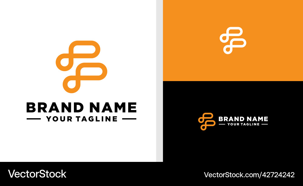 Letter f logo infinity line monogram editable Vector Image