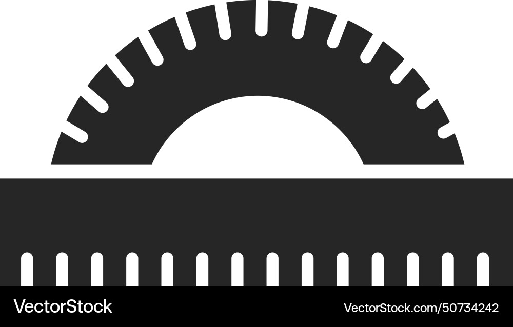 Protractor black icon geometry symbol math tool Vector Image