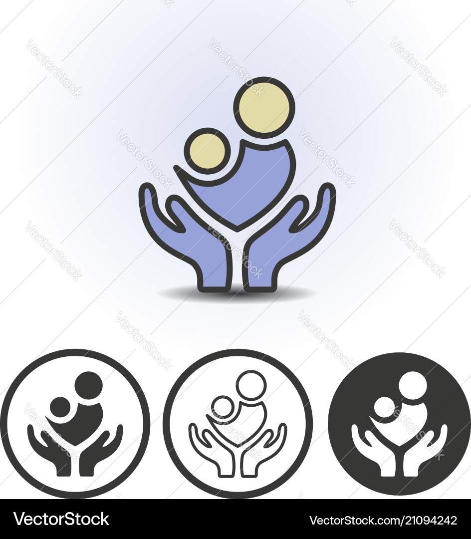 Support for mother and her baby icon Royalty Free Vector