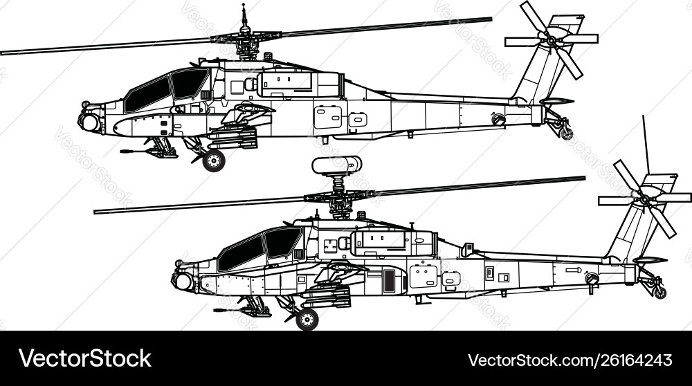 AH-64 Apache Attack Helicopter Royalty Free Vector Image