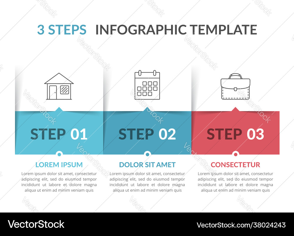 Infographic template with 3 steps Royalty Free Vector Image
