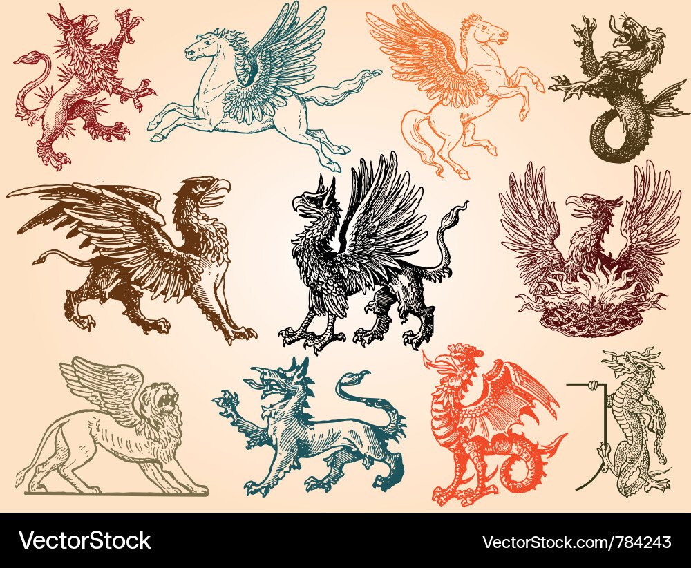 Mythical animals Royalty Free Vector Image - VectorStock