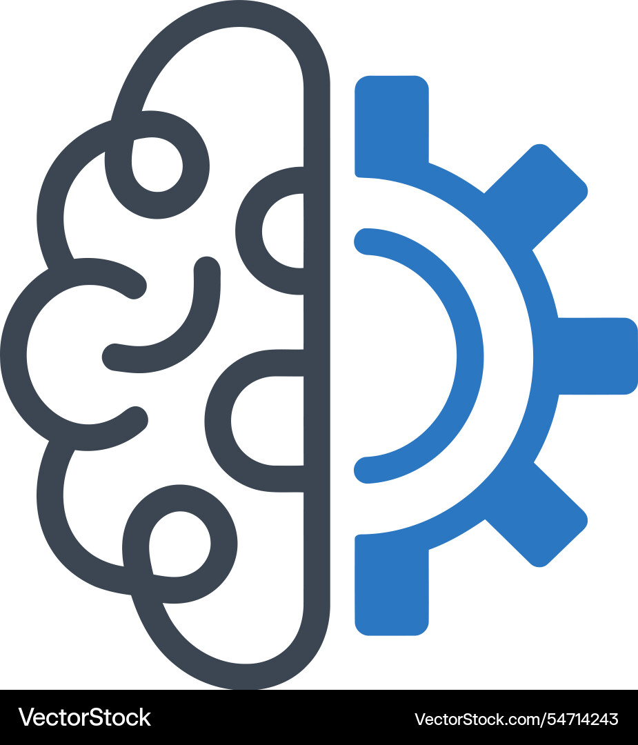 Tech brain gear icon Royalty Free Vector Image