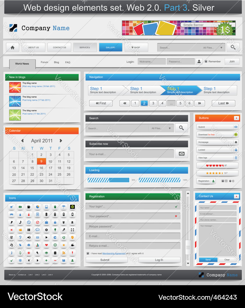 Web design elements Royalty Free Vector Image - VectorStock