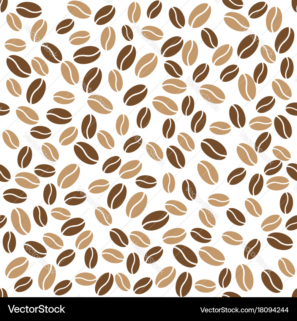 Abstract coffee beans pattern white background Vector Image