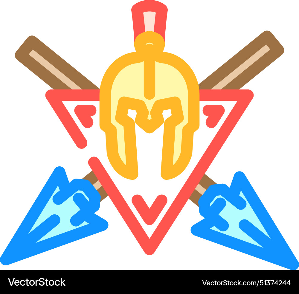 Badge ancient soldier color icon Royalty Free Vector Image