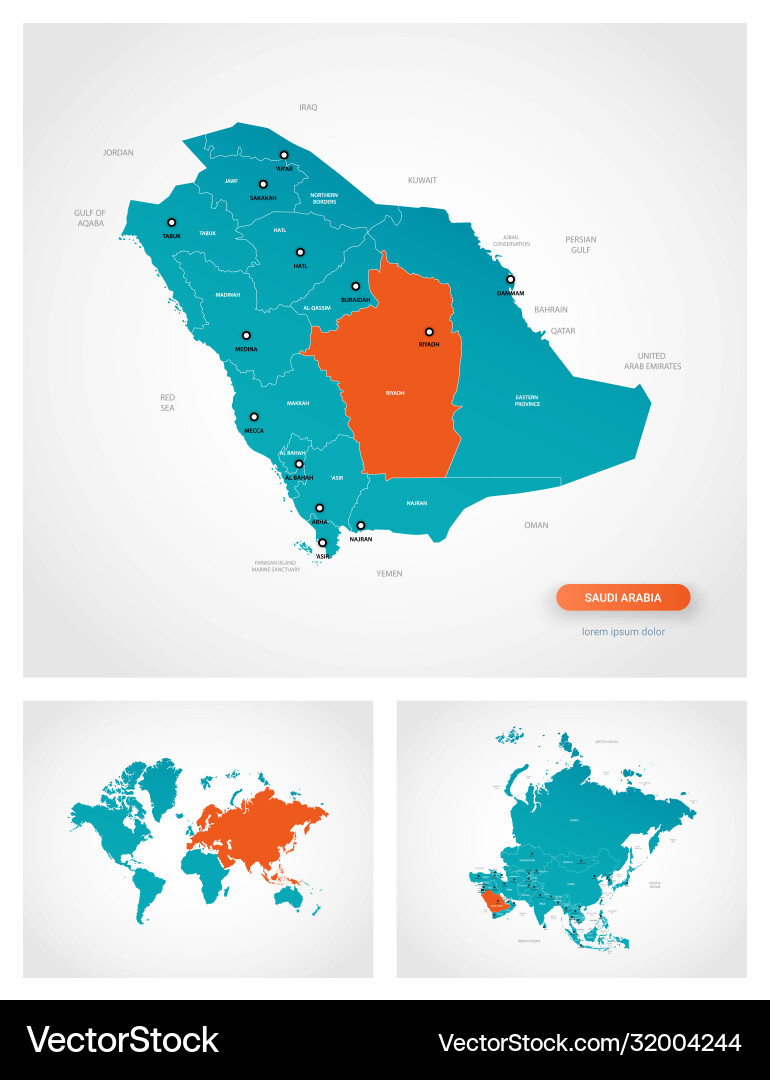 Editable template map saudi arabia Royalty Free Vector Image