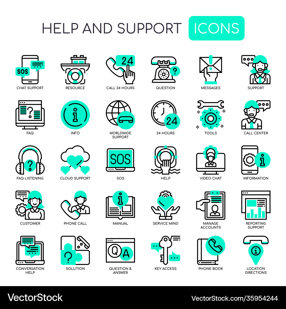 Help and support thin line pixel perfect Vector Image