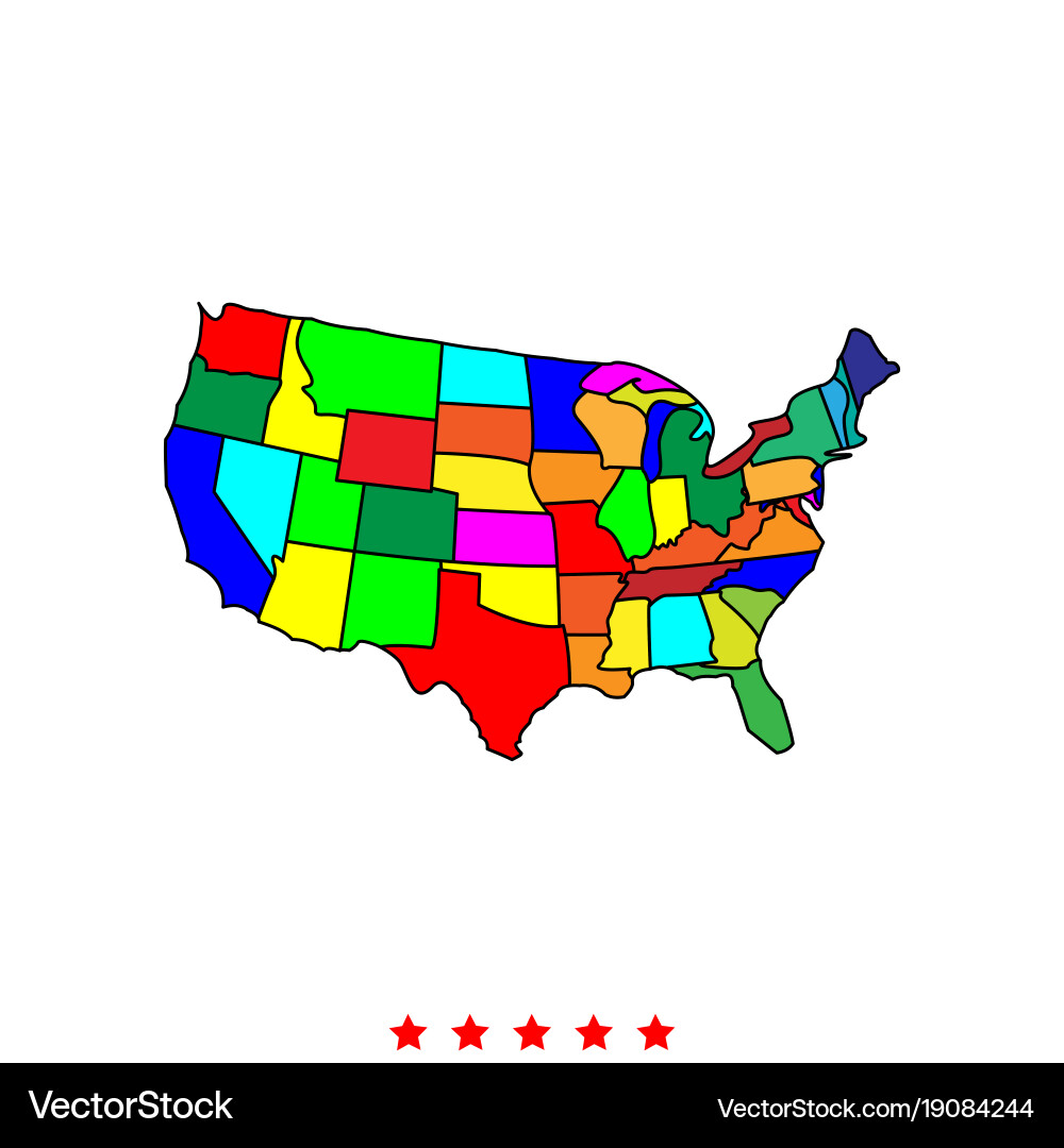 Map of america icon different color Royalty Free Vector