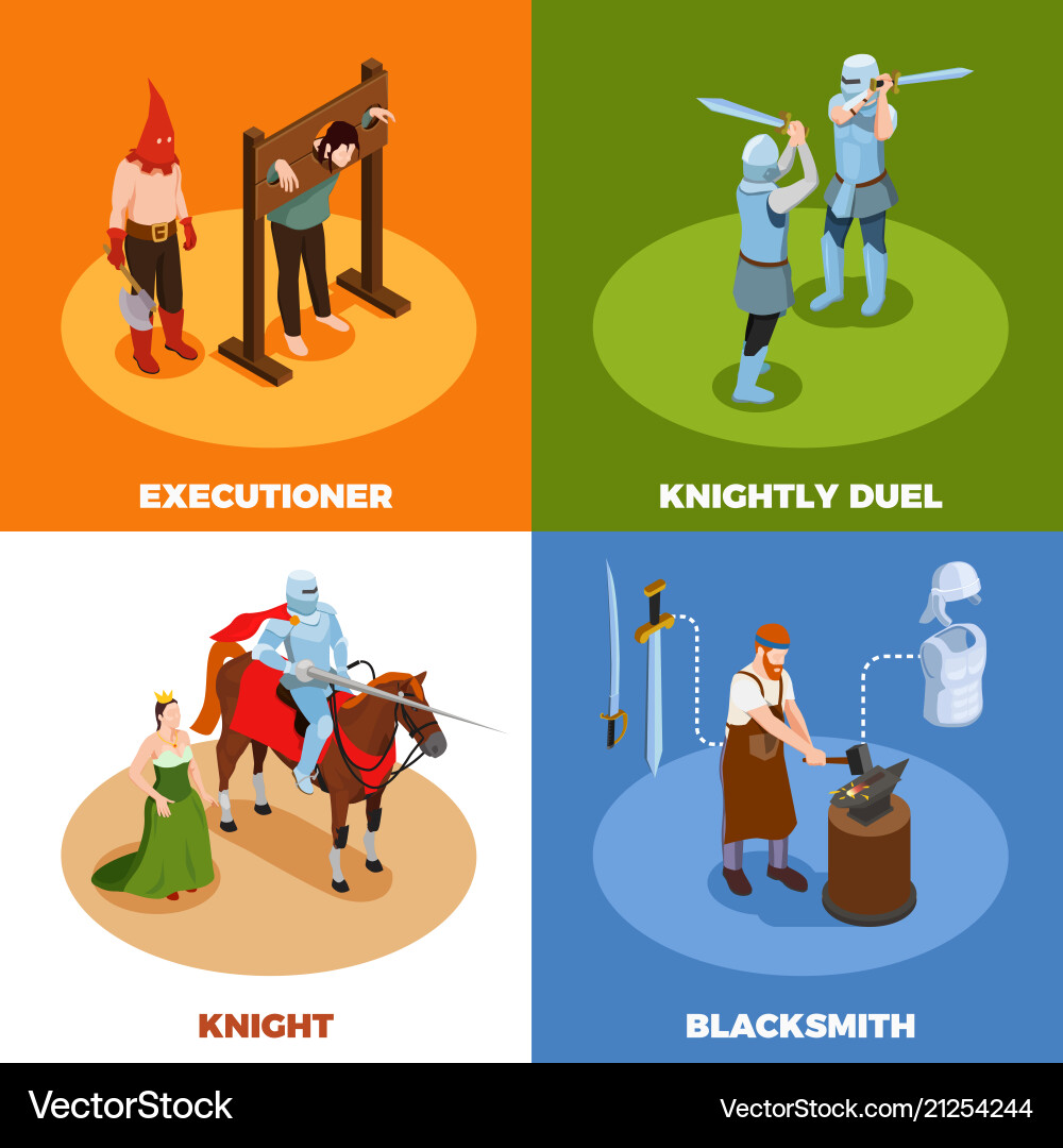 Medieval isometric design concept Royalty Free Vector Image