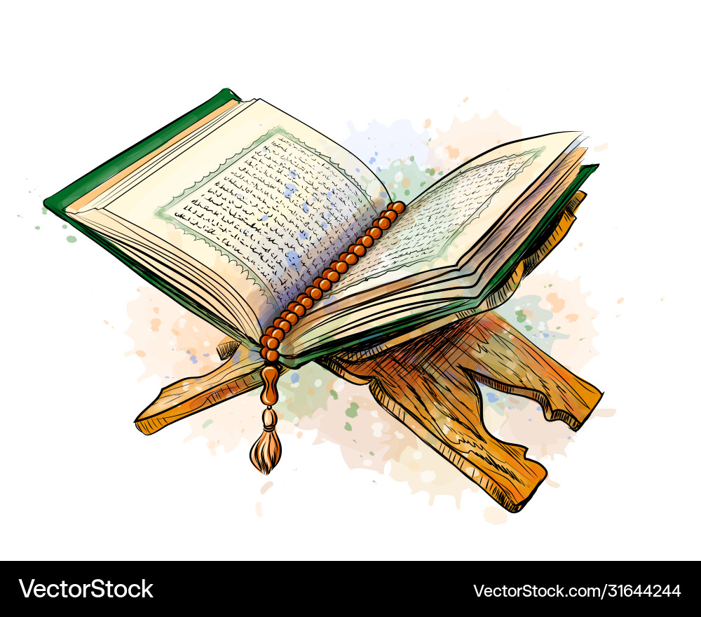 Open holy book koran on a stand Royalty Free Vector Image