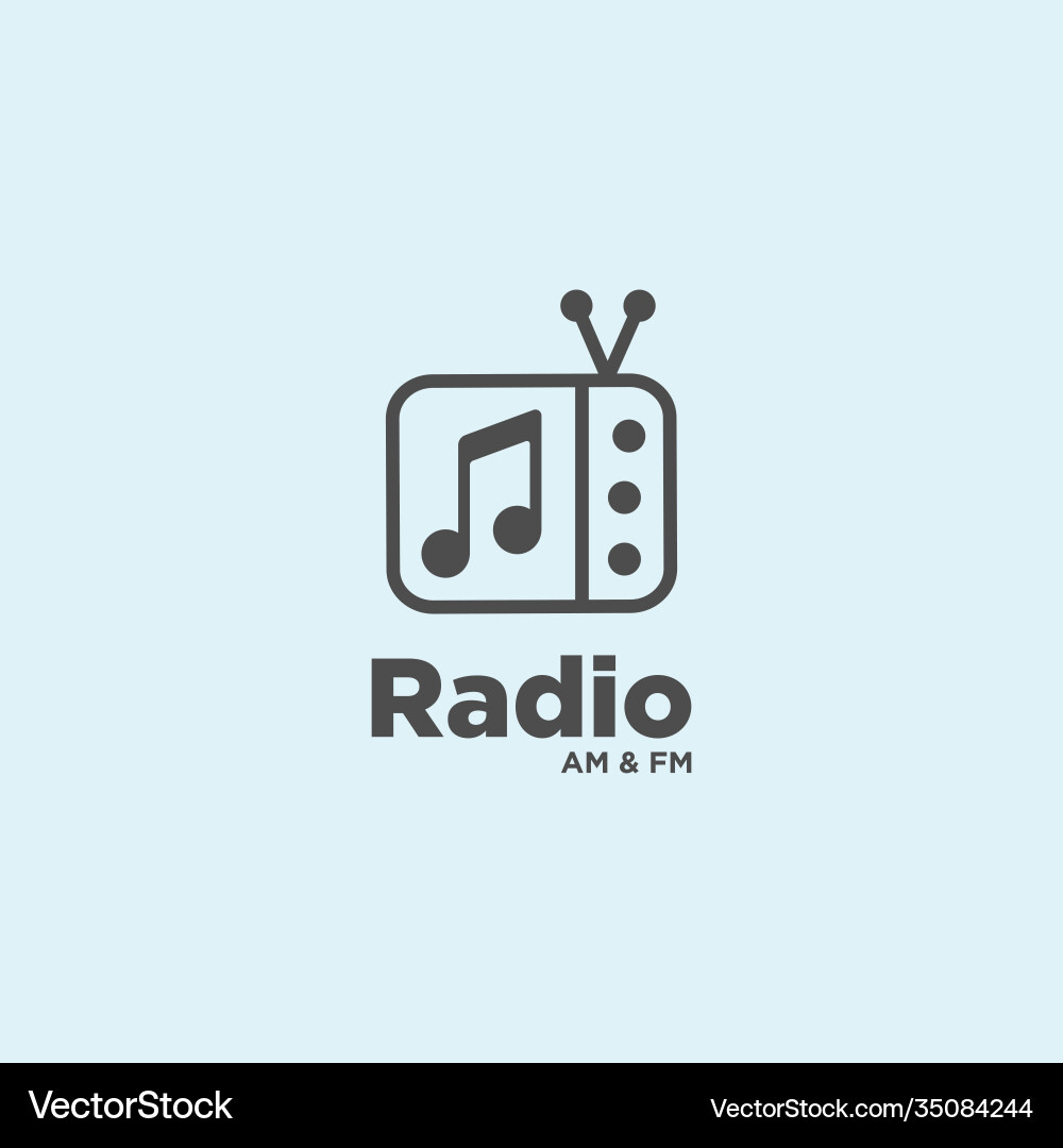 Radio music logo design template Royalty Free Vector Image