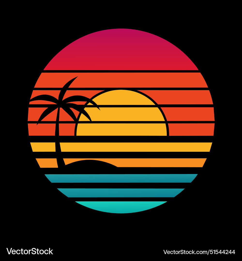 Retro wave pattern with sun vintage and nostalgic Vector Image