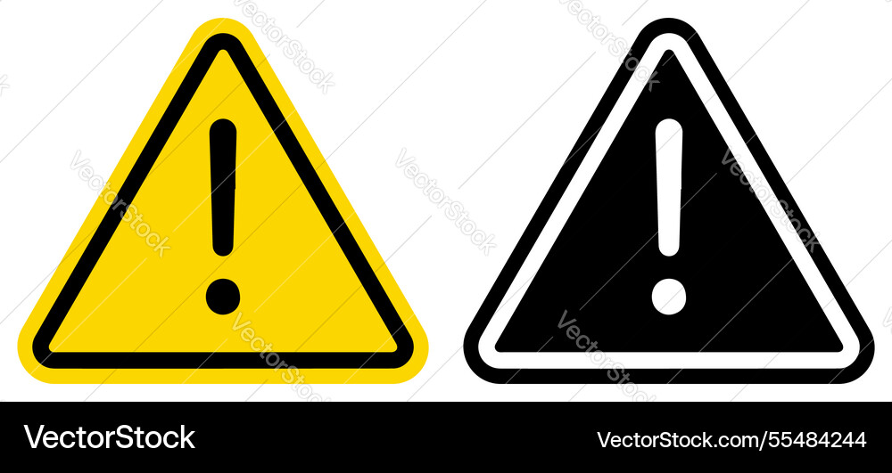 Warning triangle icon yellow caution warn in png Vector Image