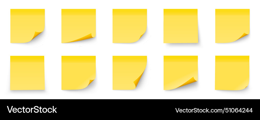 Yellow stick note collection realystic Royalty Free Vector