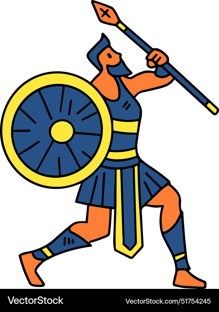 A man is holding spear and shield Royalty Free Vector Image