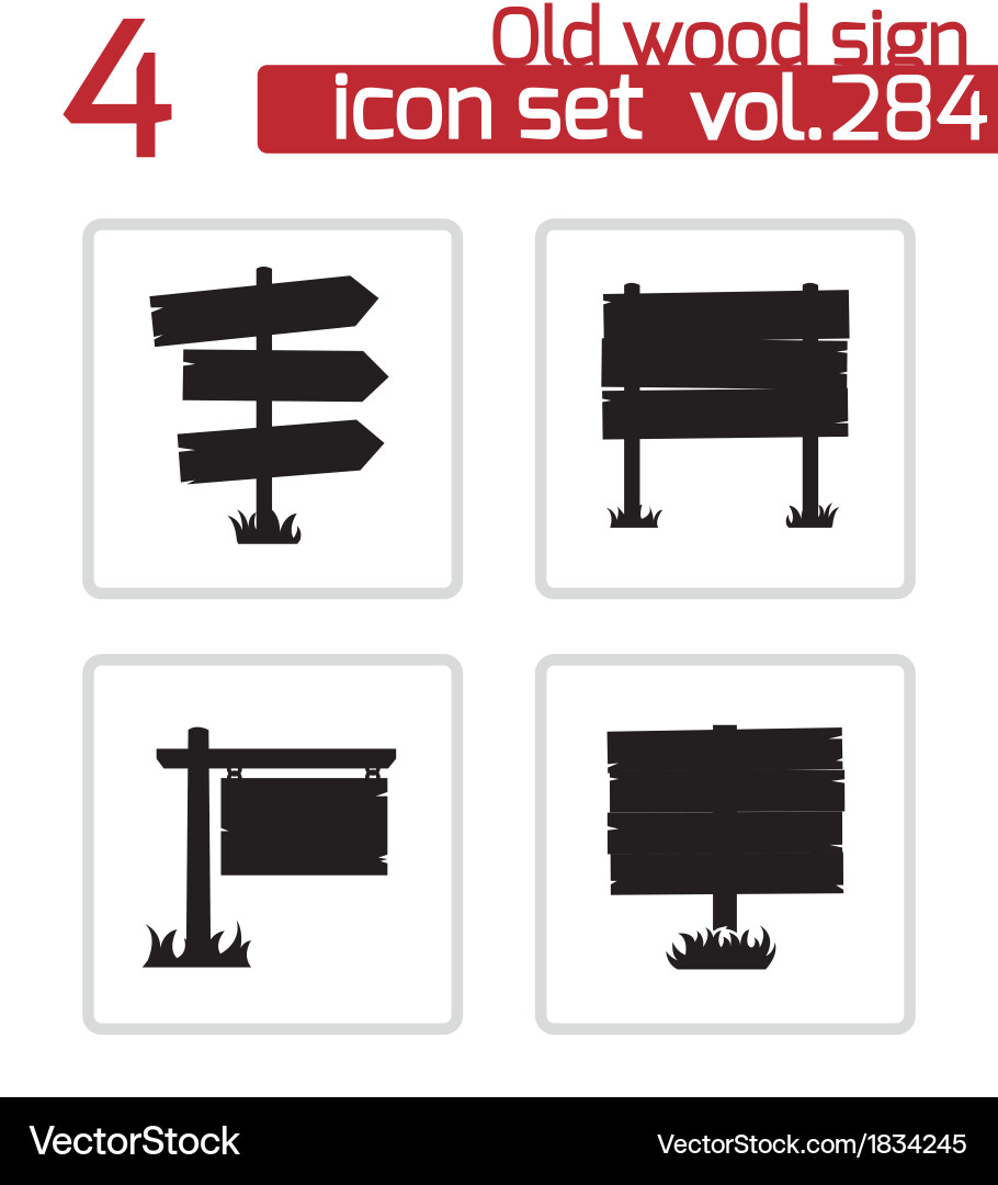 Black old wood sign set Royalty Free Vector Image