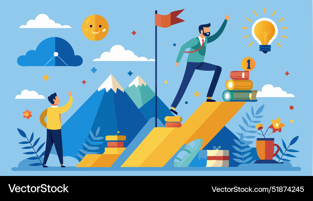 Climbing to success overcoming challenges Vector Image