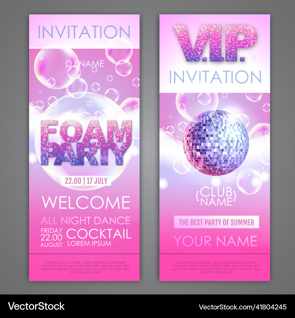 Disco invitation foam party poster Royalty Free Vector Image