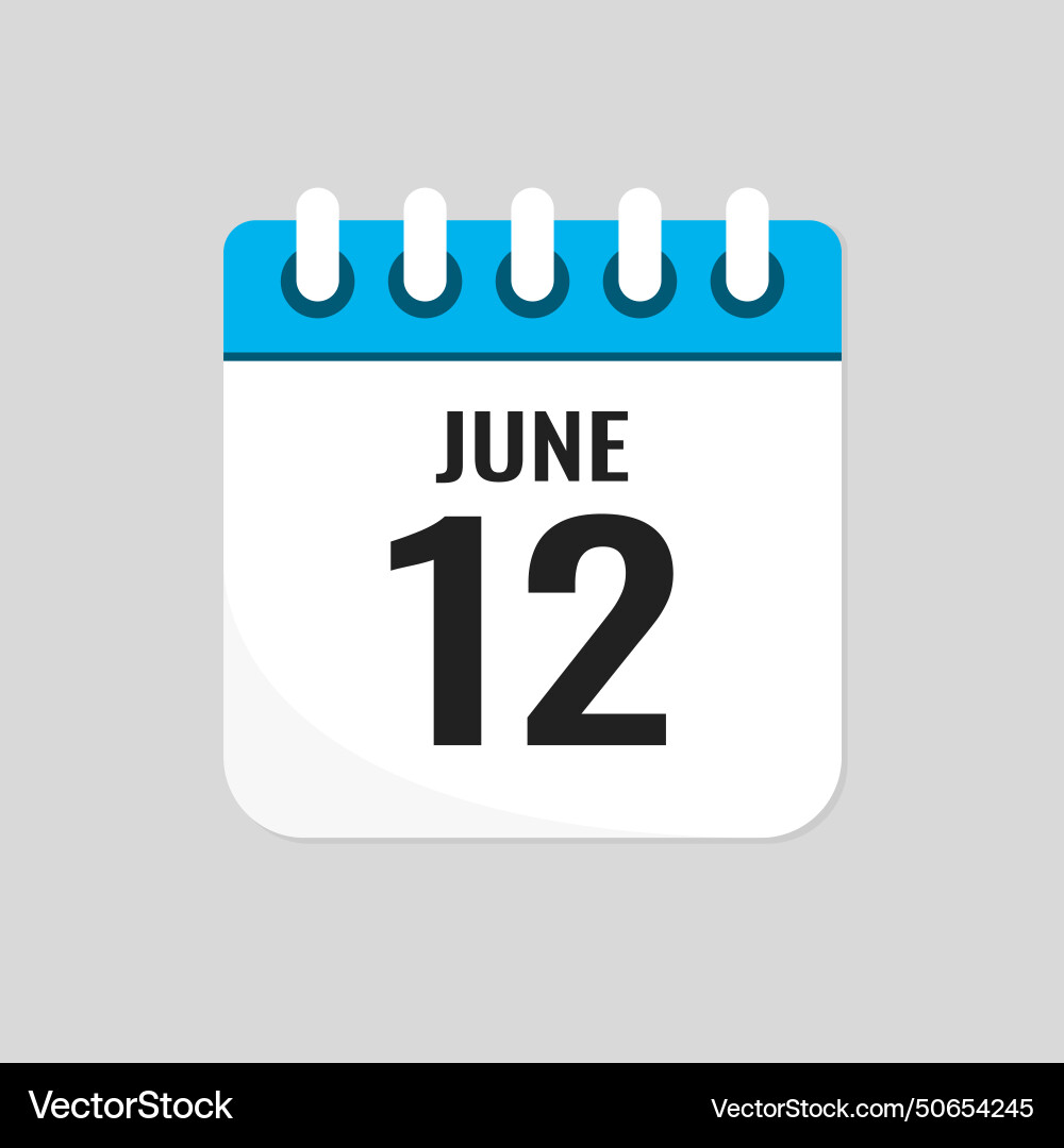 Icon page calendar day - 12 june Royalty Free Vector Image