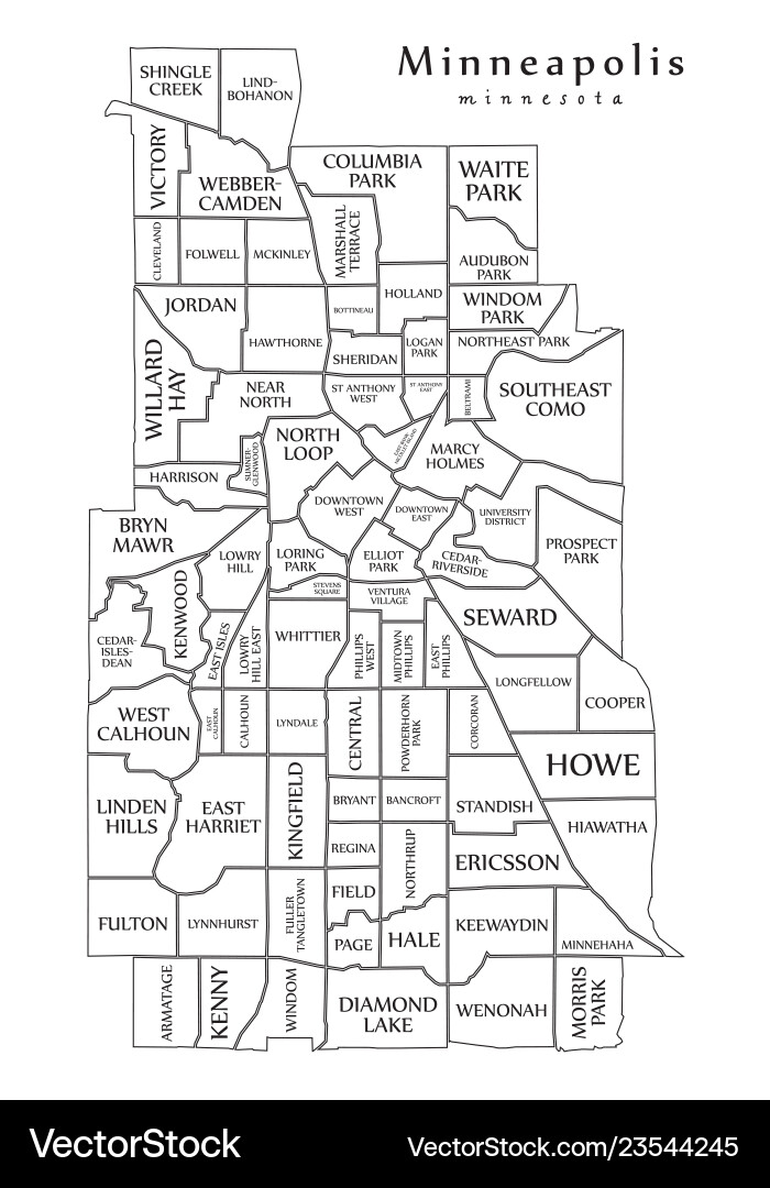 Modern city map - minneapolis minnesota Royalty Free Vector