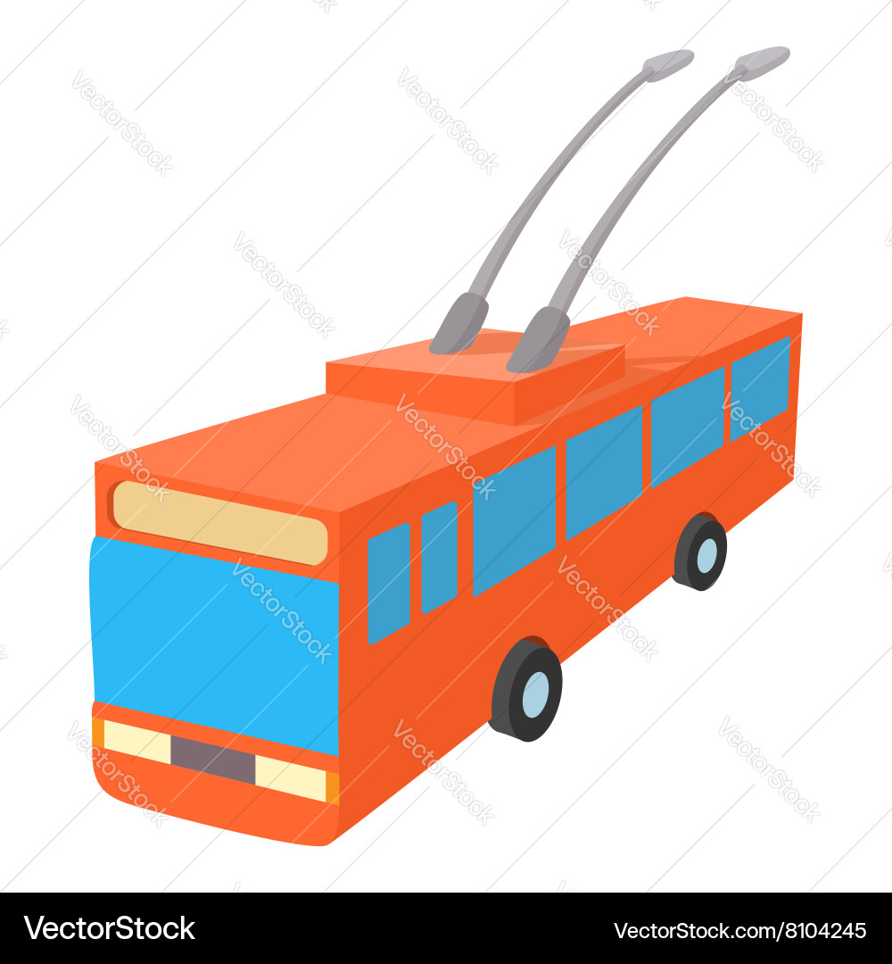 Red trolleybus icon cartoon style Royalty Free Vector Image