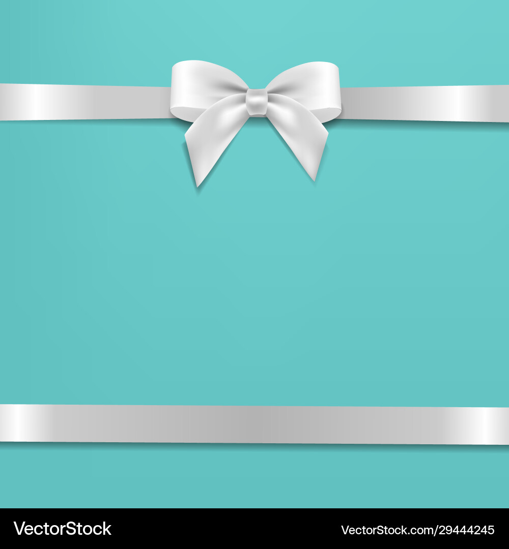 White bow with mint poster Royalty Free Vector Image