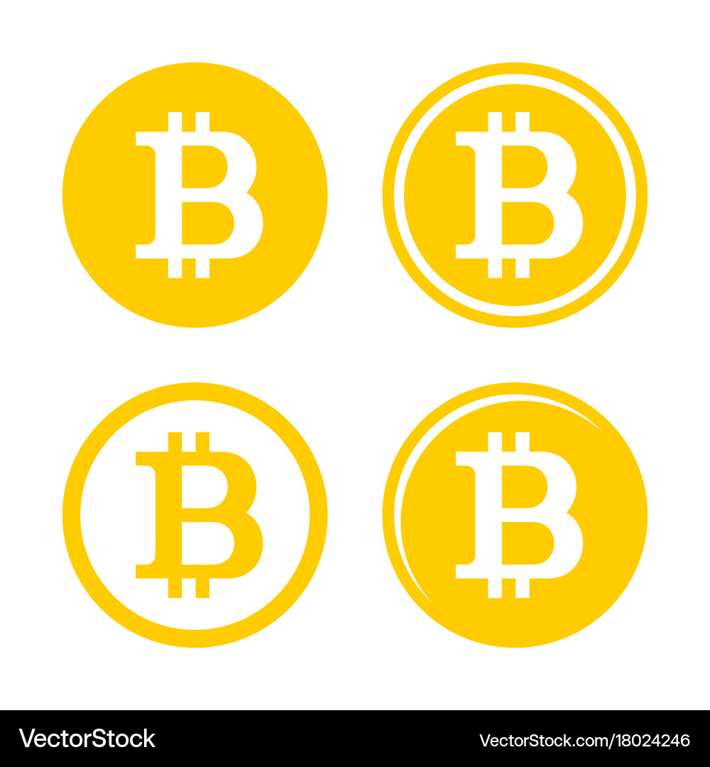 Bitcoin sign logo set Royalty Free Vector Image
