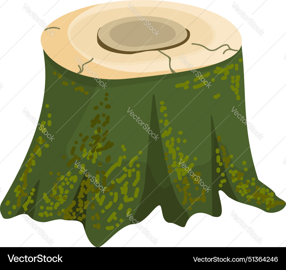 Colorful of a mosscovered tree stump Royalty Free Vector