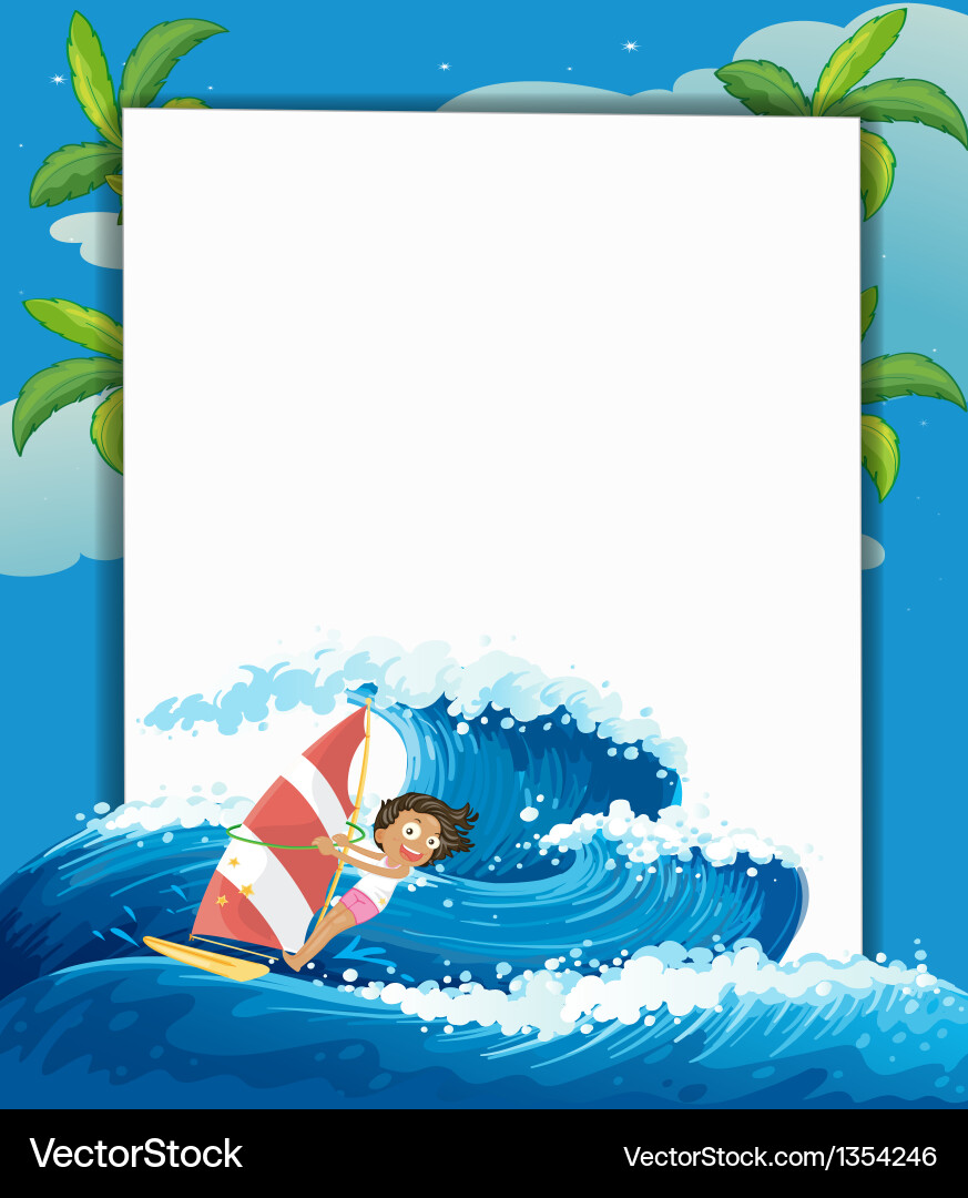 Girl surfing frame Royalty Free Vector Image - VectorStock