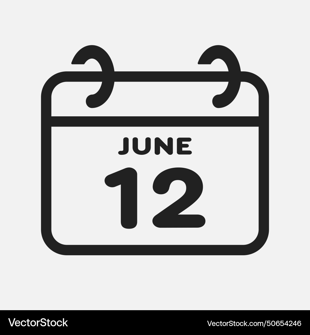 Icon page calendar day - 12 june Royalty Free Vector Image