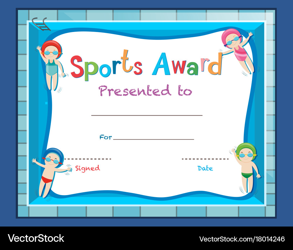 Kids Swimming Award Certificate Royalty Free Vector Image