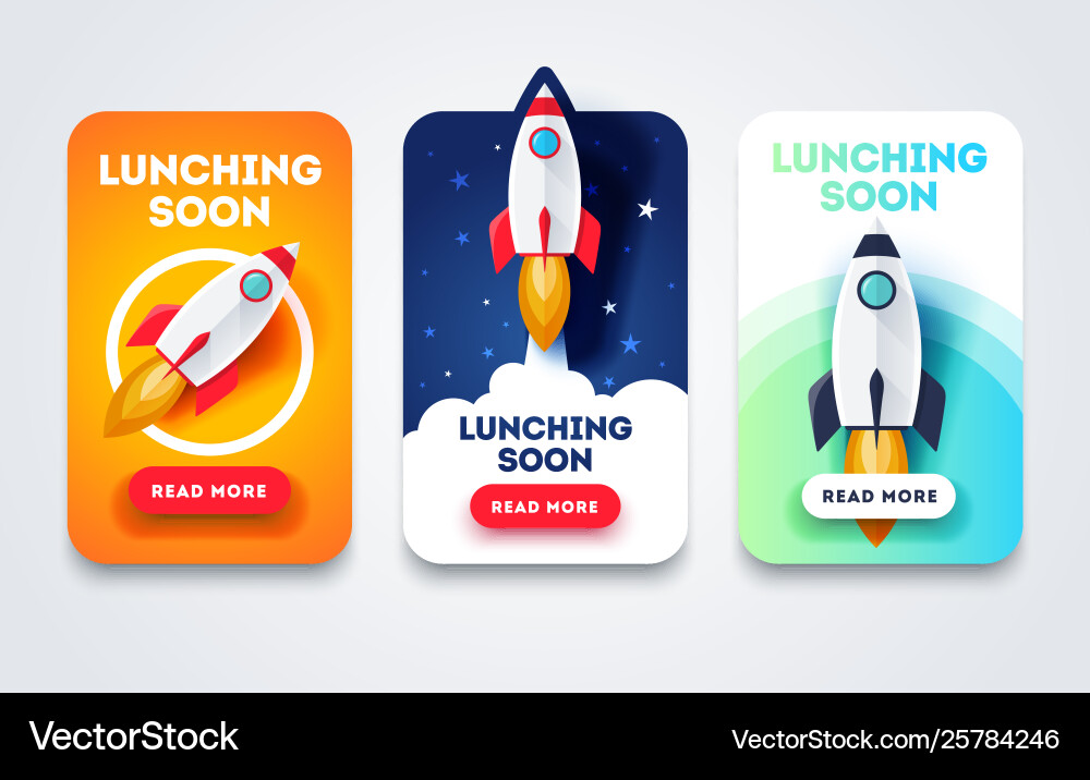 Launching soon page app interface for smartphones Vector Image
