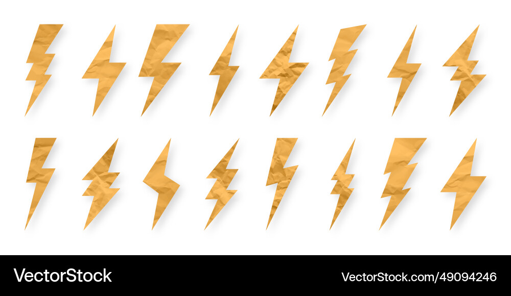 Lightning bolt crumpled paper texture cardboard Vector Image