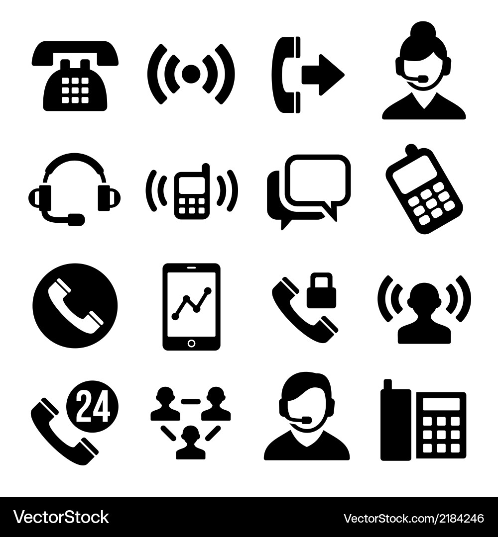 Phone and call center icons set Royalty Free Vector Image