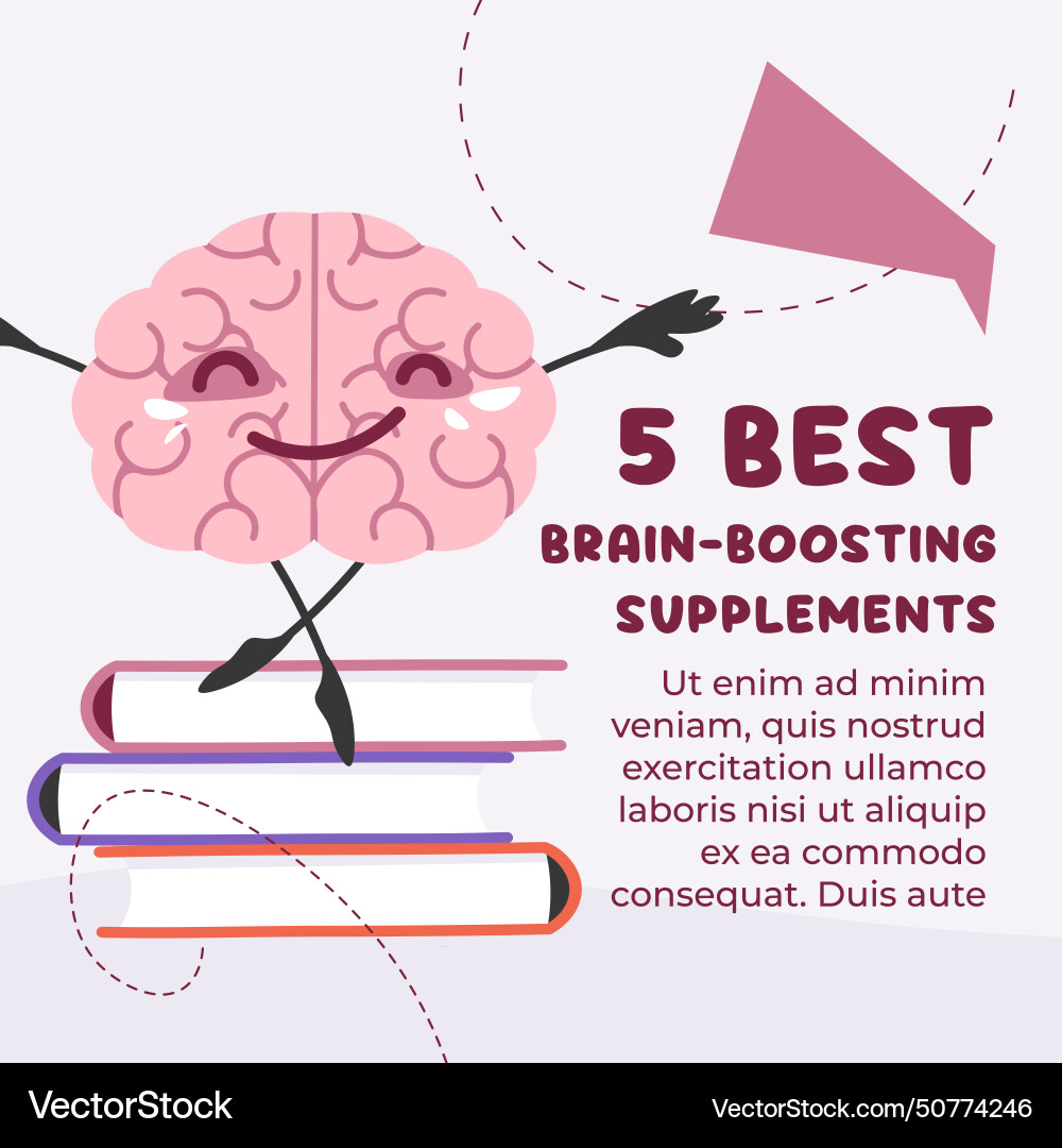 Top brain-boosting supplements guide Royalty Free Vector