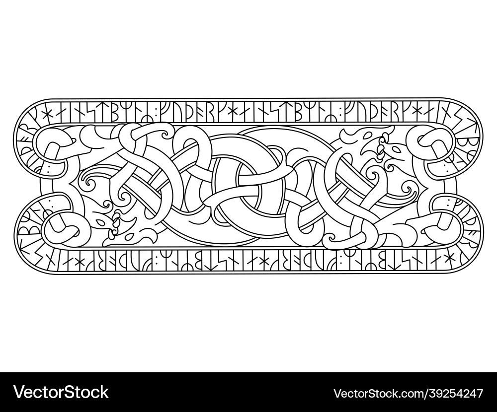 Ancient Nordic Runic Dragons Royalty Free Vector Image