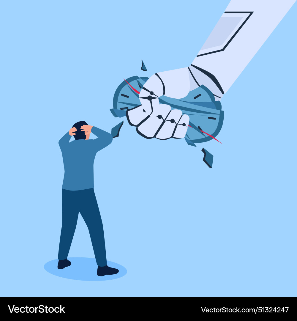 Artificial intelligence robot hand destroying Vector Image