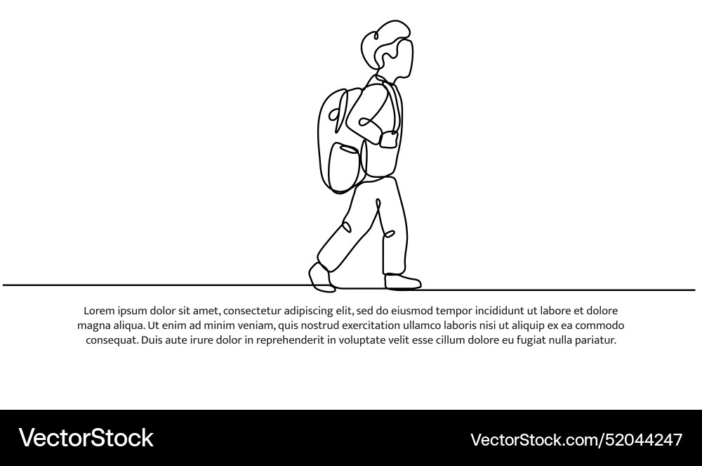 Continuous one line design of a child going Vector Image