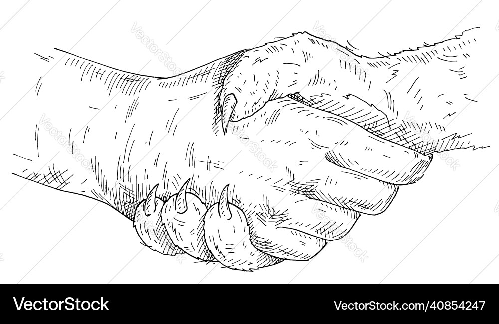Handshake vintage monochrome hatching Royalty Free Vector