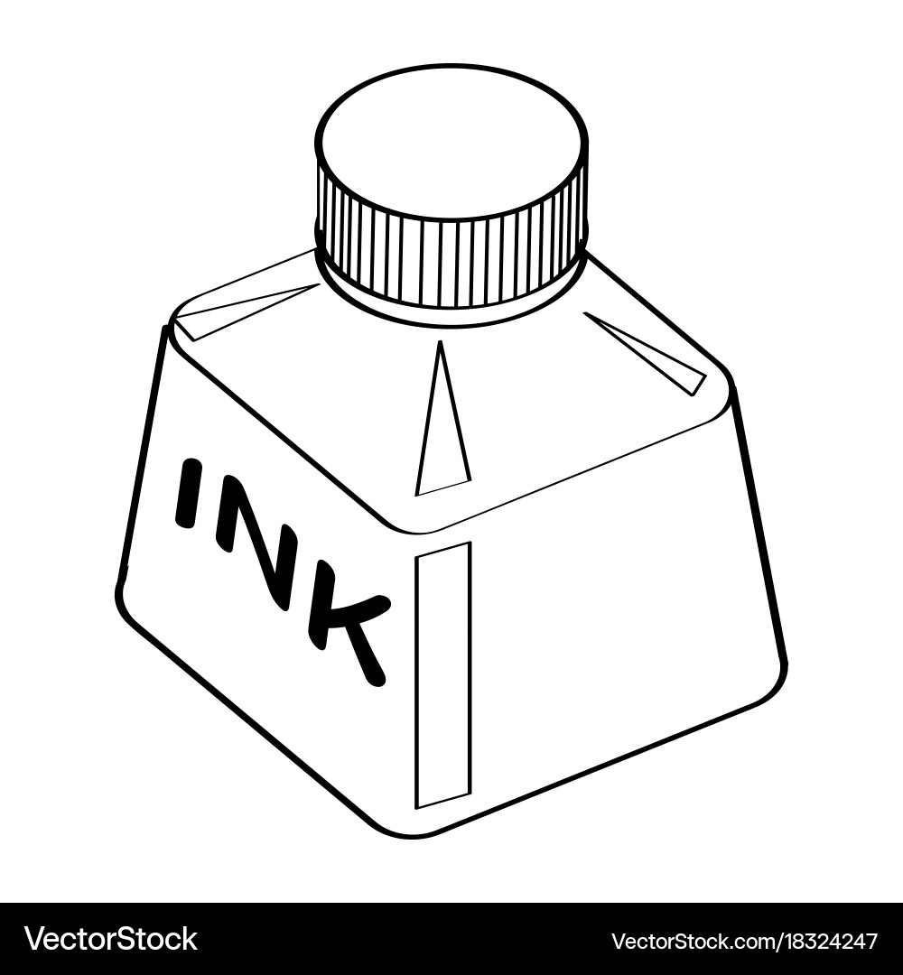 Line drawing of ink bottle -simple Royalty Free Vector Image