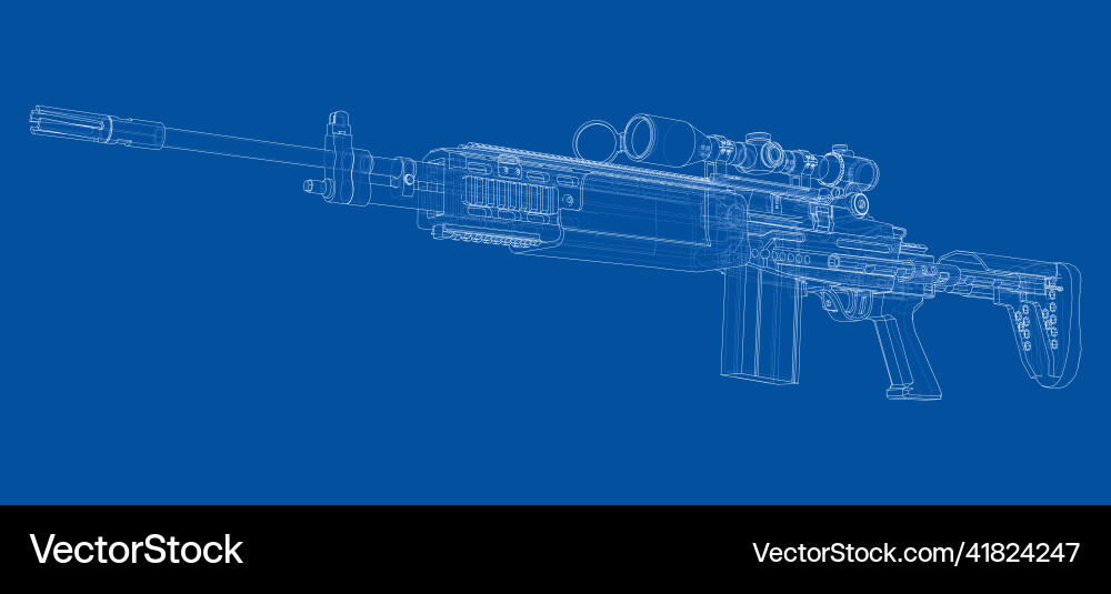 Machine gun rendering of 3d Royalty Free Vector Image