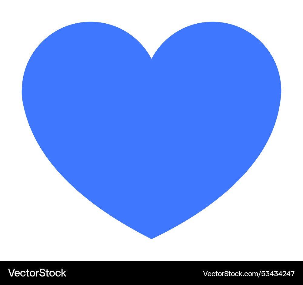Simple blue heart shape in solid color perfect Vector Image