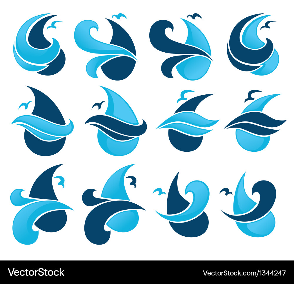 Water Symbols & Drops Royalty Free Vector Image