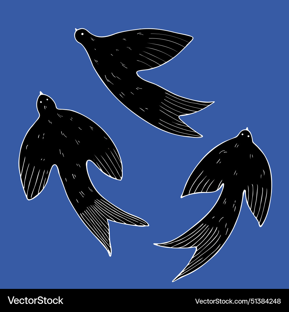 Abstract swallow birds hand drawn – Free Vector | VectorStock